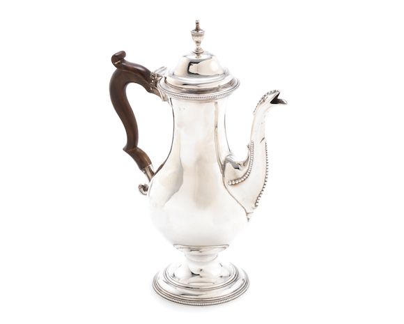Bonhams : A George III silver coffee pot by Hester Bateman, overstruck ...