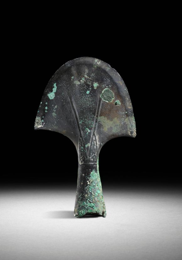 Bonhams : An archaic bronze axe-head, yue Western Han dynasty, Bashu ...