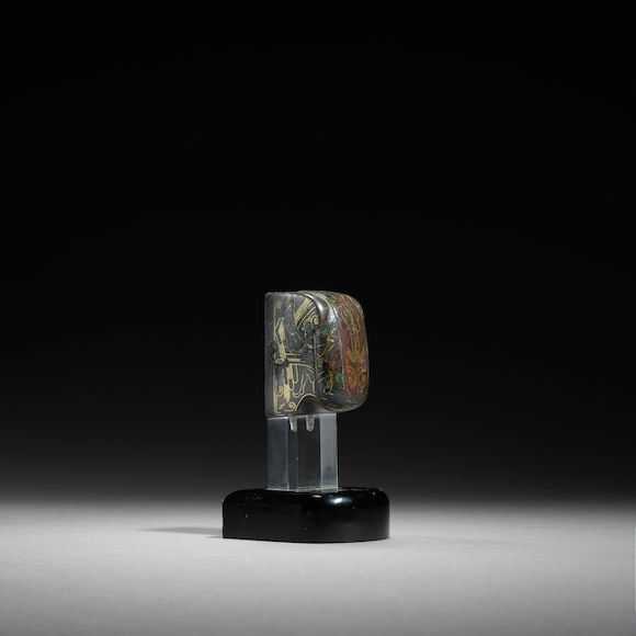 Bonhams : An archaic bronze and gold-inlaid crossbow fitting Han dynasty
