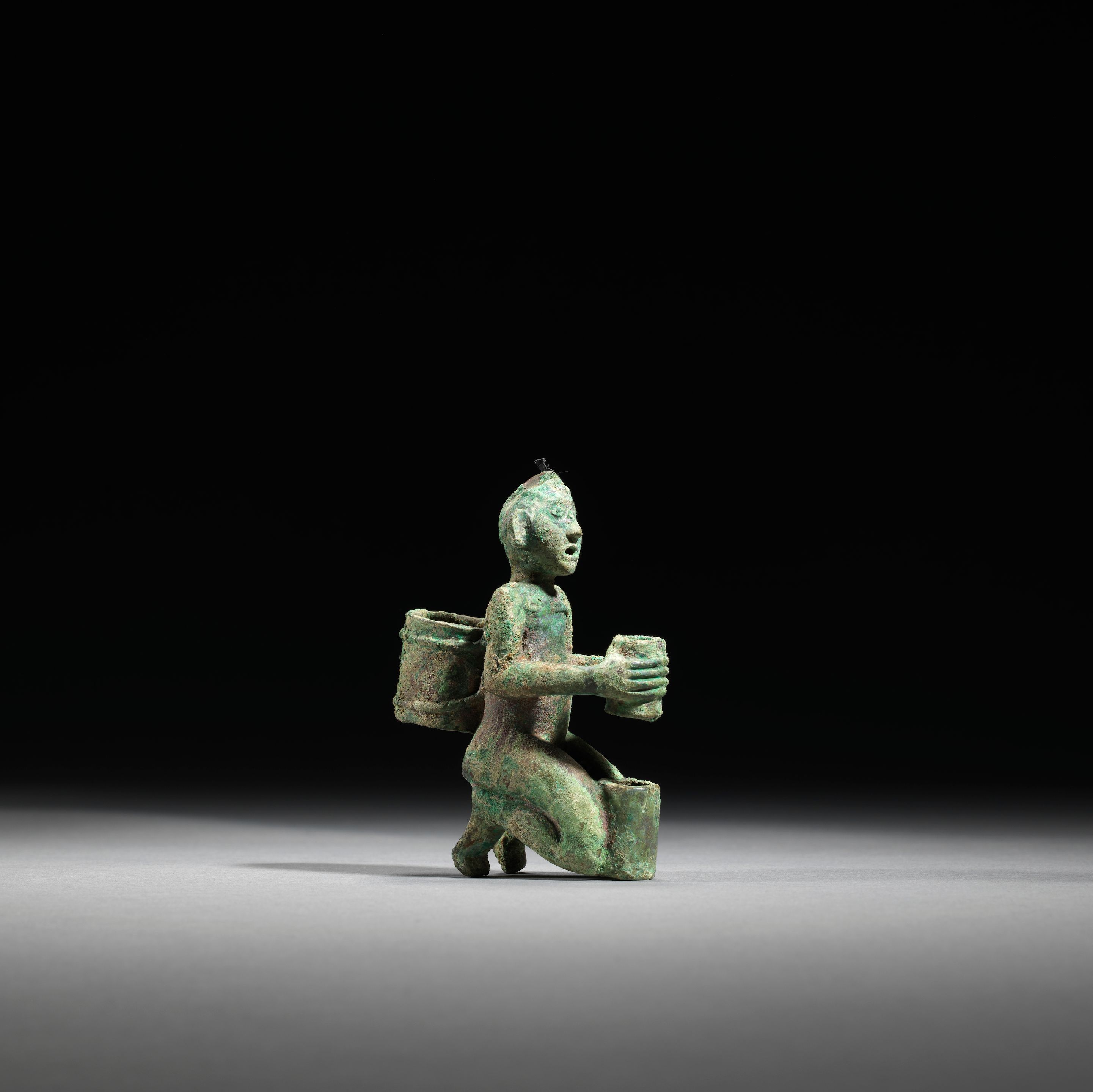 Bonhams : An archaic bronze 'shaman' pole finial Late Western Han, Dian ...