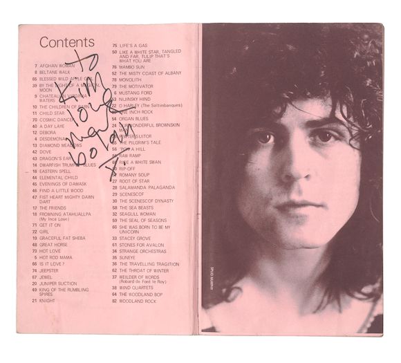 Bonhams : Marc Bolan: A signed copy of 'Lyric Book'