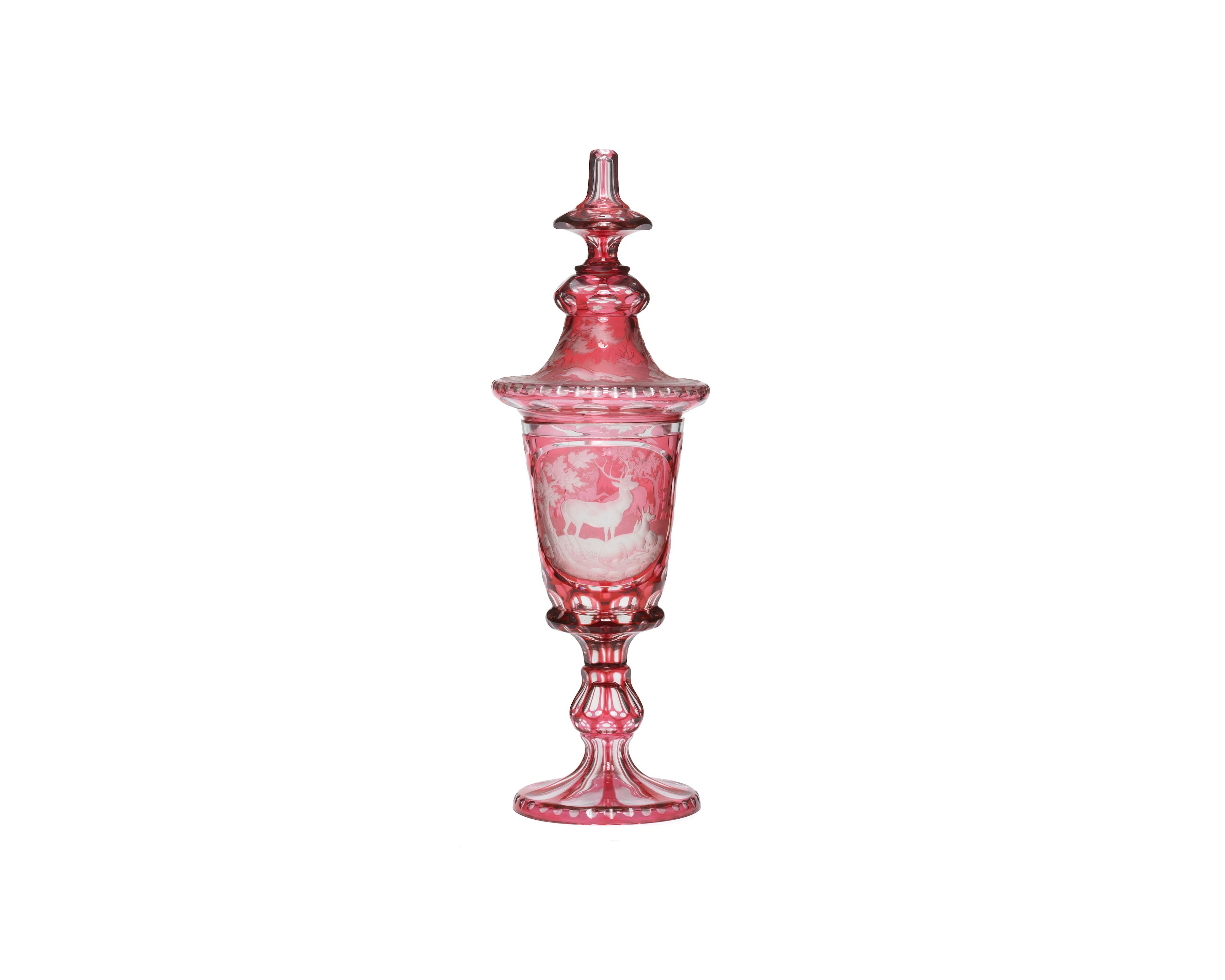 Bonhams : An unusual Bohemian pale ruby-stained goblet and cover, circa ...