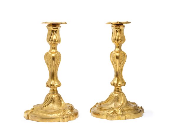 Bonhams : A pair of late 19th century French candlesticks in the Louis ...