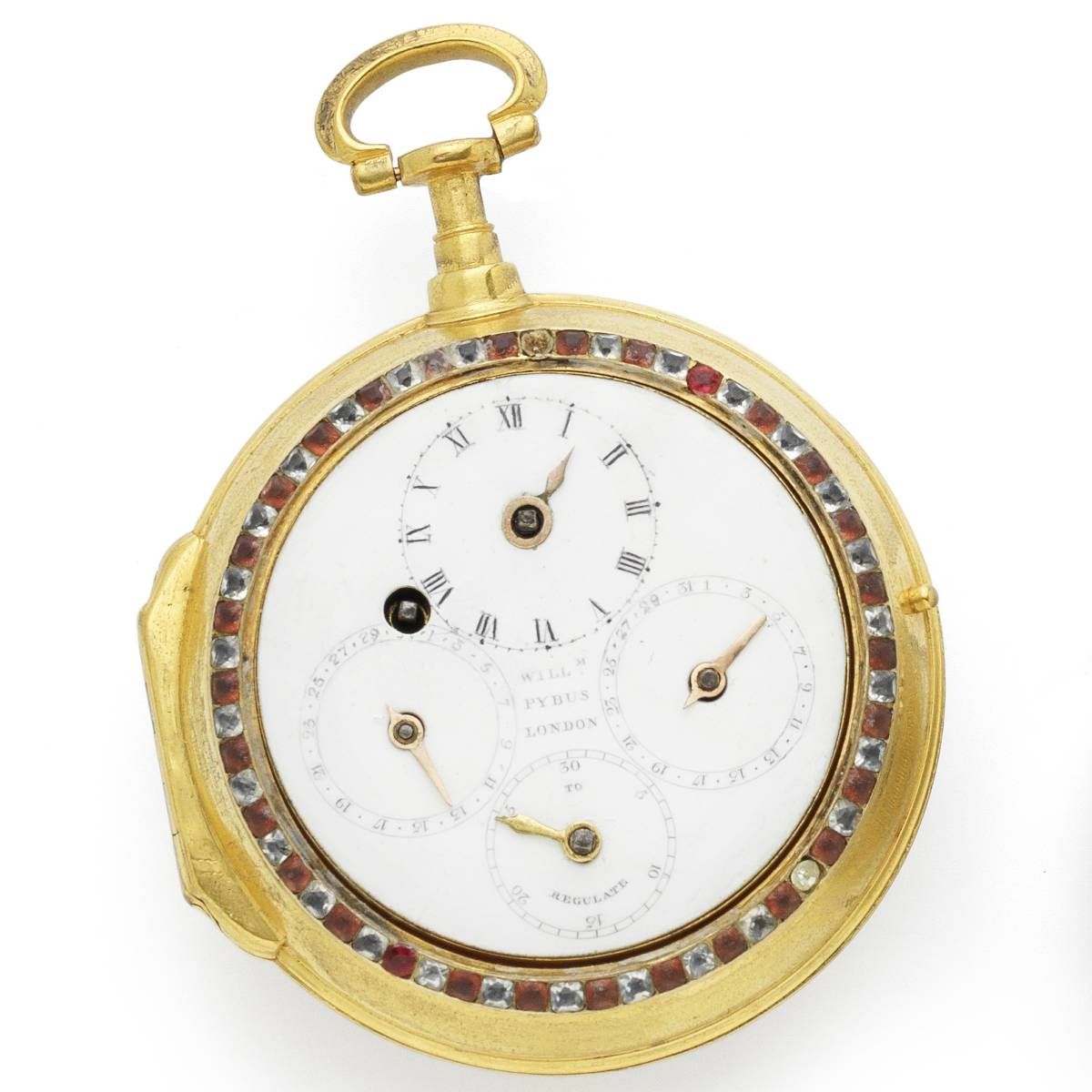 William Pybus. A fine and rare late 18th century gilt metal double dial ...