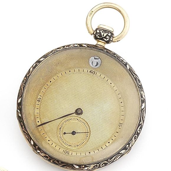 Bonhams : Swiss. An early 19th century gold and enamel open face key ...