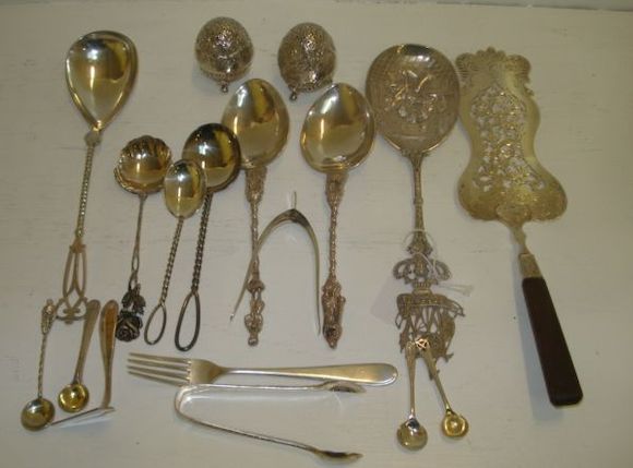 Bonhams : A pair of Dutch silver fancy spoons, with cast twisted stems ...