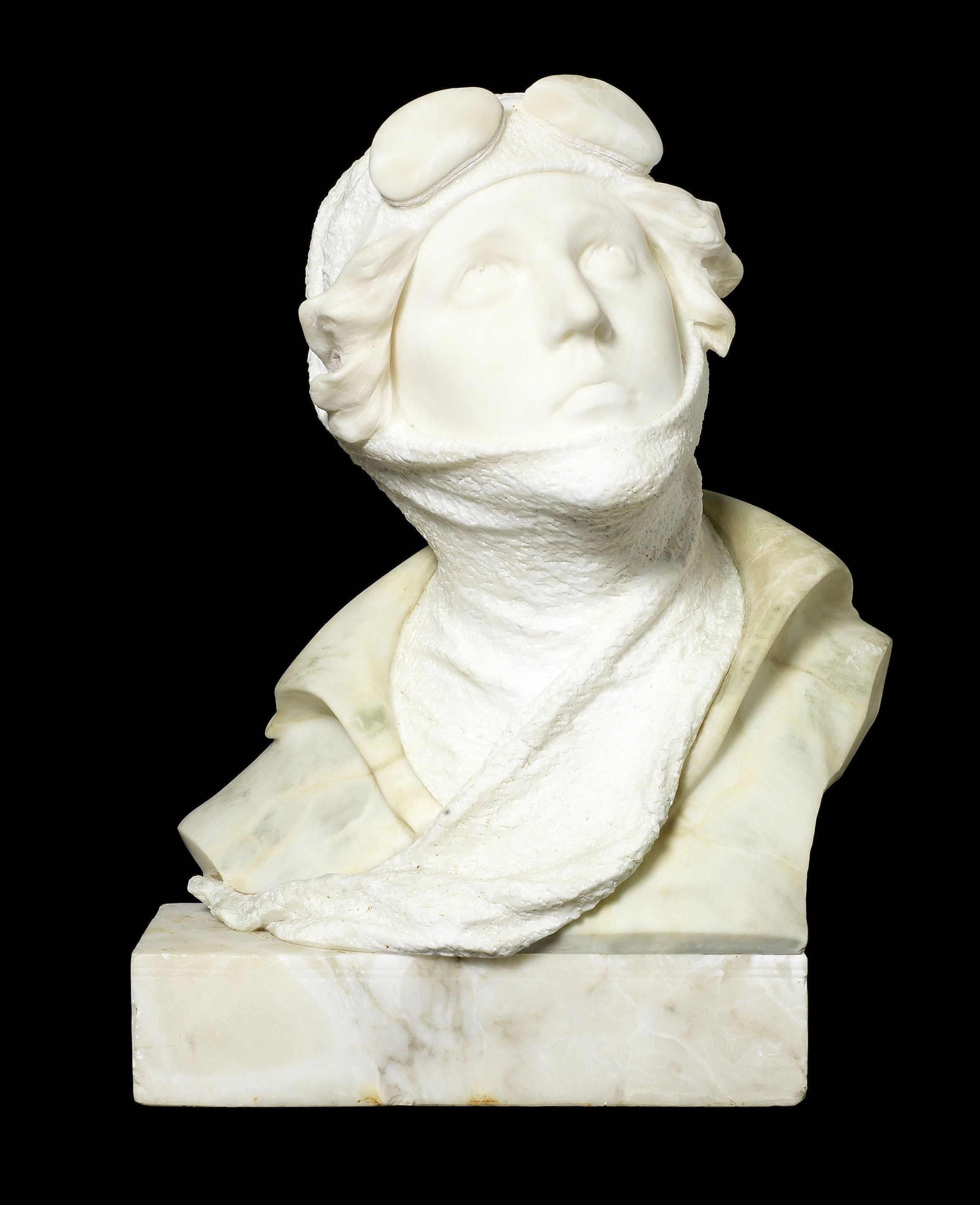 'The Aviatrix', an alabaster bust by Altieri, Italian, circa 1925 ...