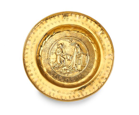 Bonhams : A late 16th century brass basin or 'alms dish' depicting The ...