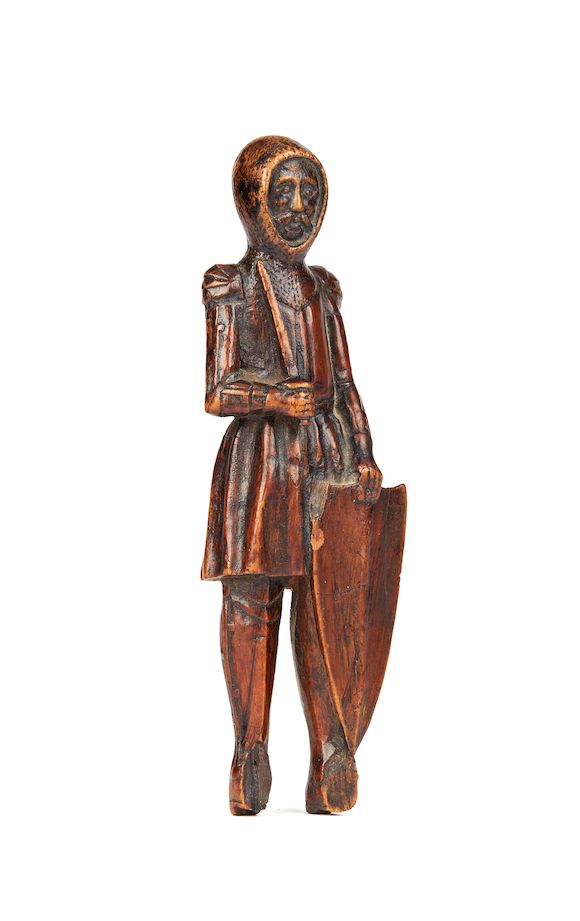 Bonhams : A small carved beech figure of a 14th century knight ...