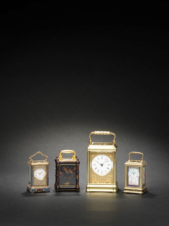 Bonhams : A late 19th century French champlevé enamel miniature timepiece