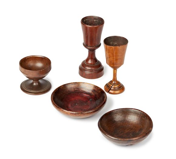 Bonhams : A small collection of five pieces of treen