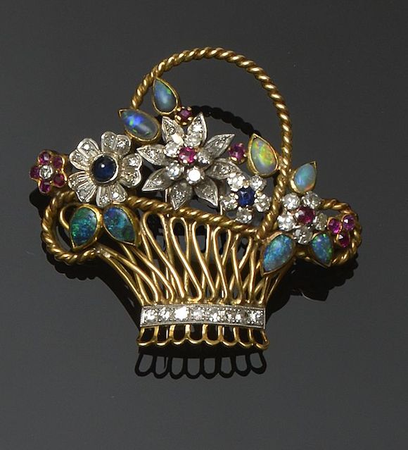 Bonhams : A vari gem-set giardinetto brooch