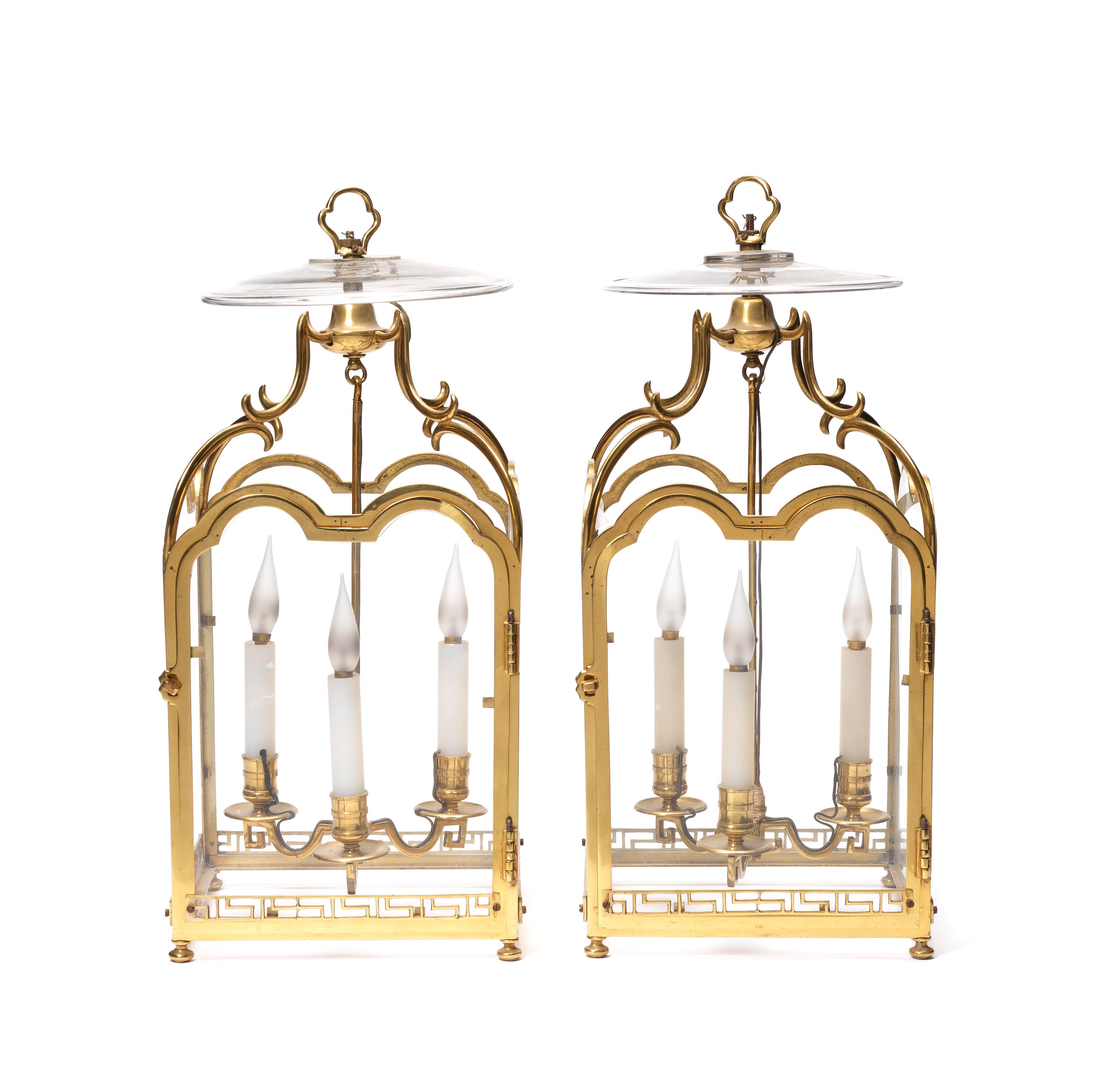 Bonhams : A pair of gilt brass hall lanterns