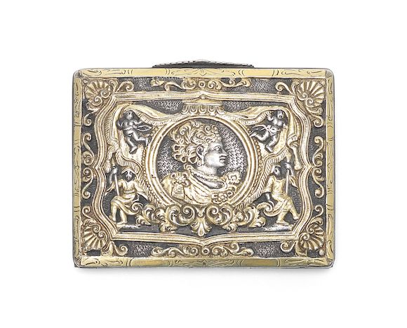 Bonhams : A mid 18th century Spanish damascene and parcel-gilt snuff ...