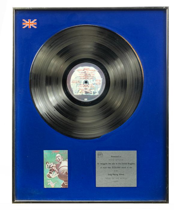 Bonhams : Queen A BPI Silver sales award for the album 'News Of The ...