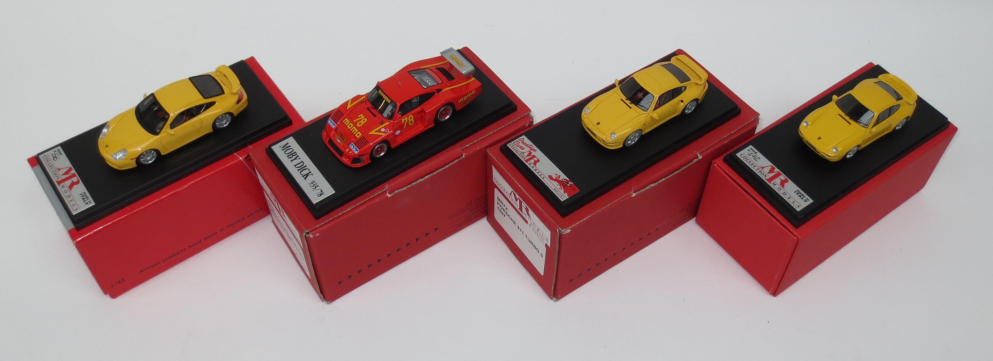 Bonhams Cars : Four 1:43 scale Porsche models by MR Collection Models,