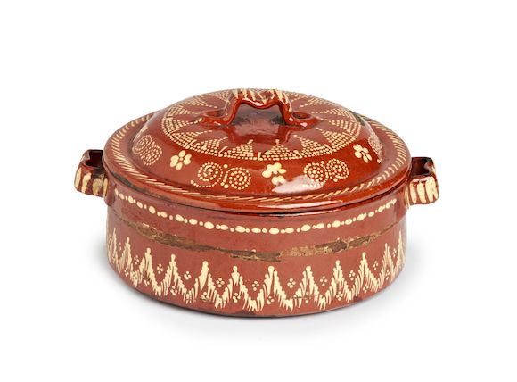 Bonhams : A 19th century slipware baking or pie dish and cover, English ...