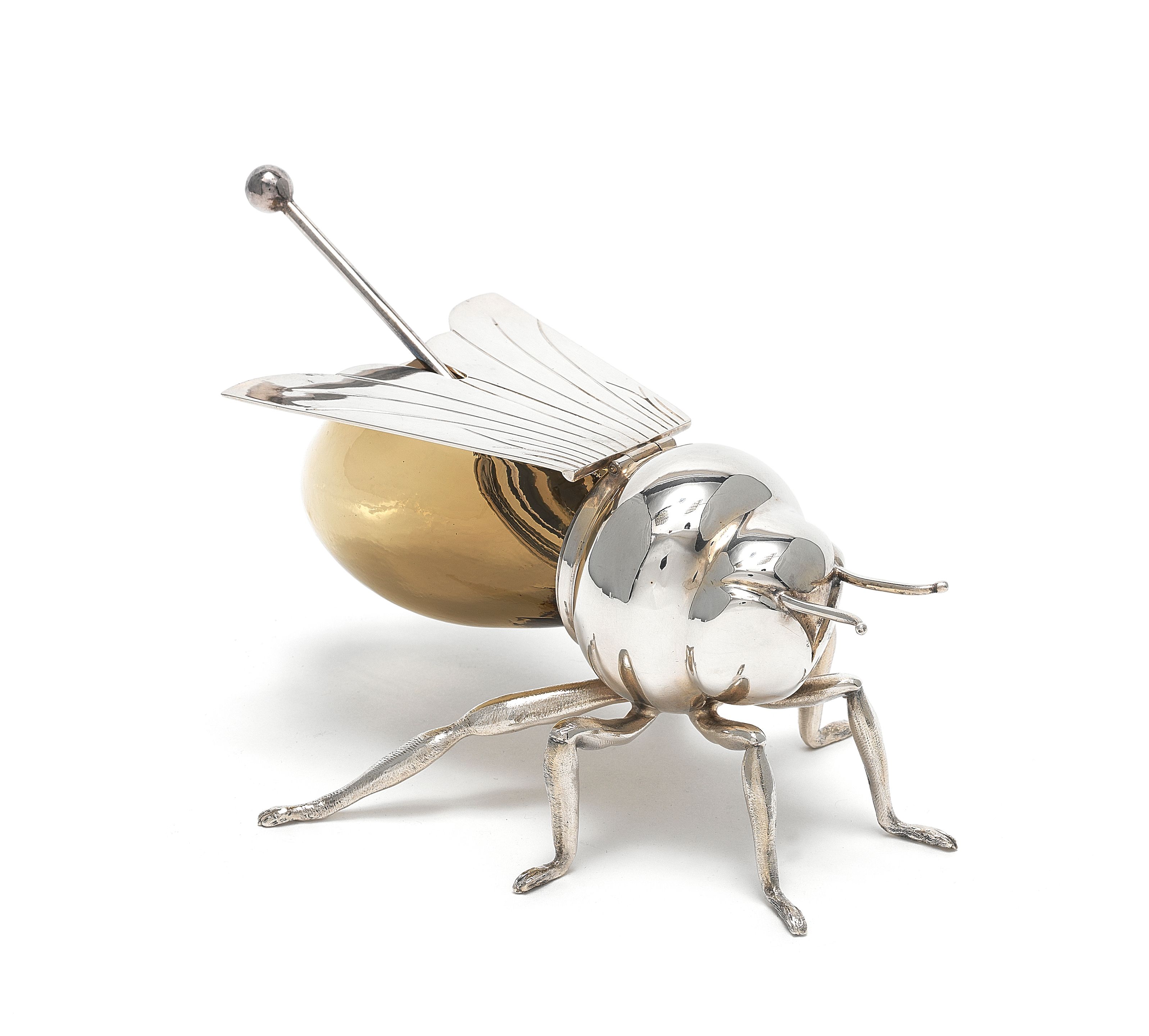 Bonhams : A silver-plated and yellow glass novelty honey pot formed as ...