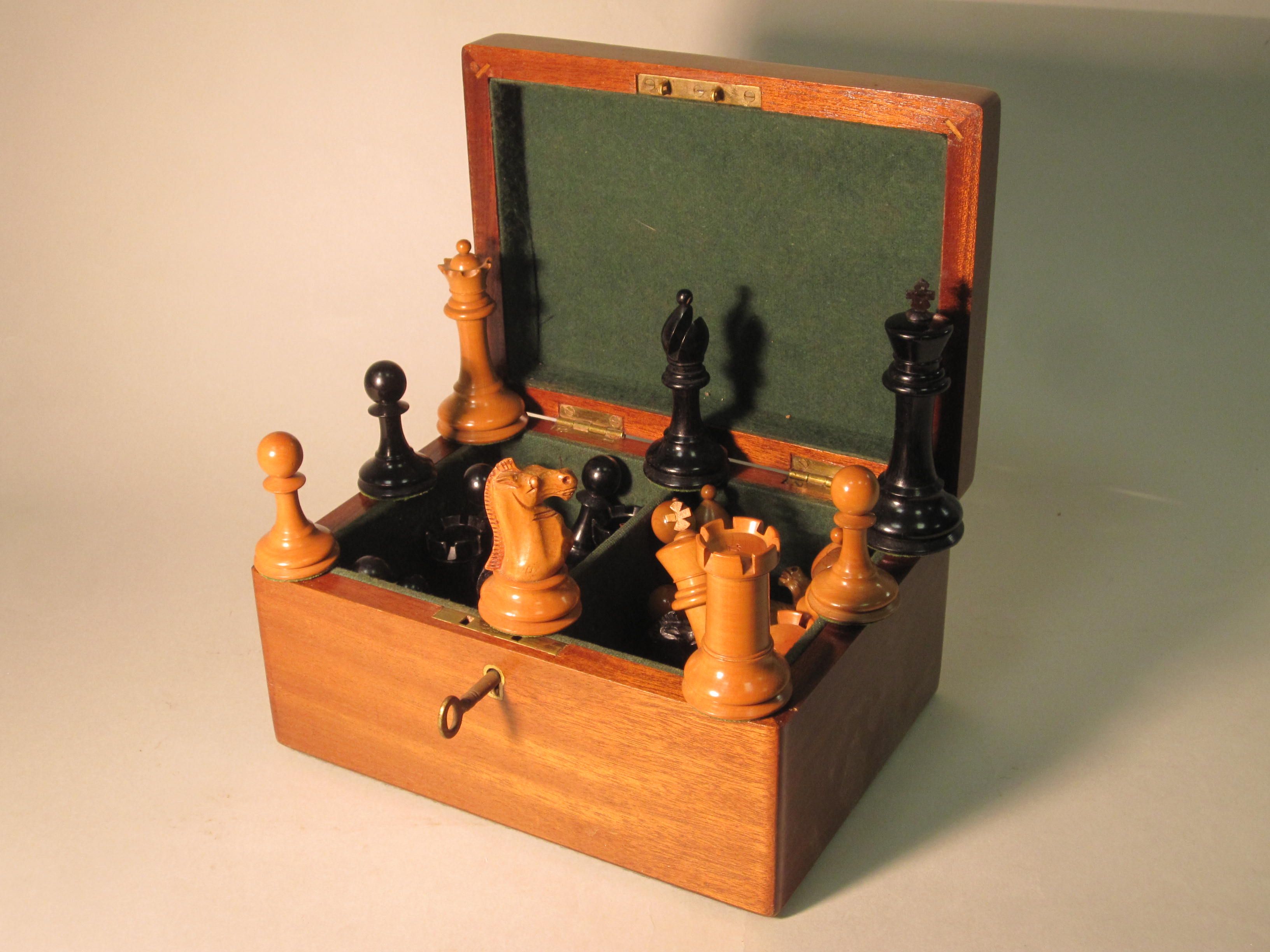 Bonhams : A late 19th Century English Staunton pattern chess set