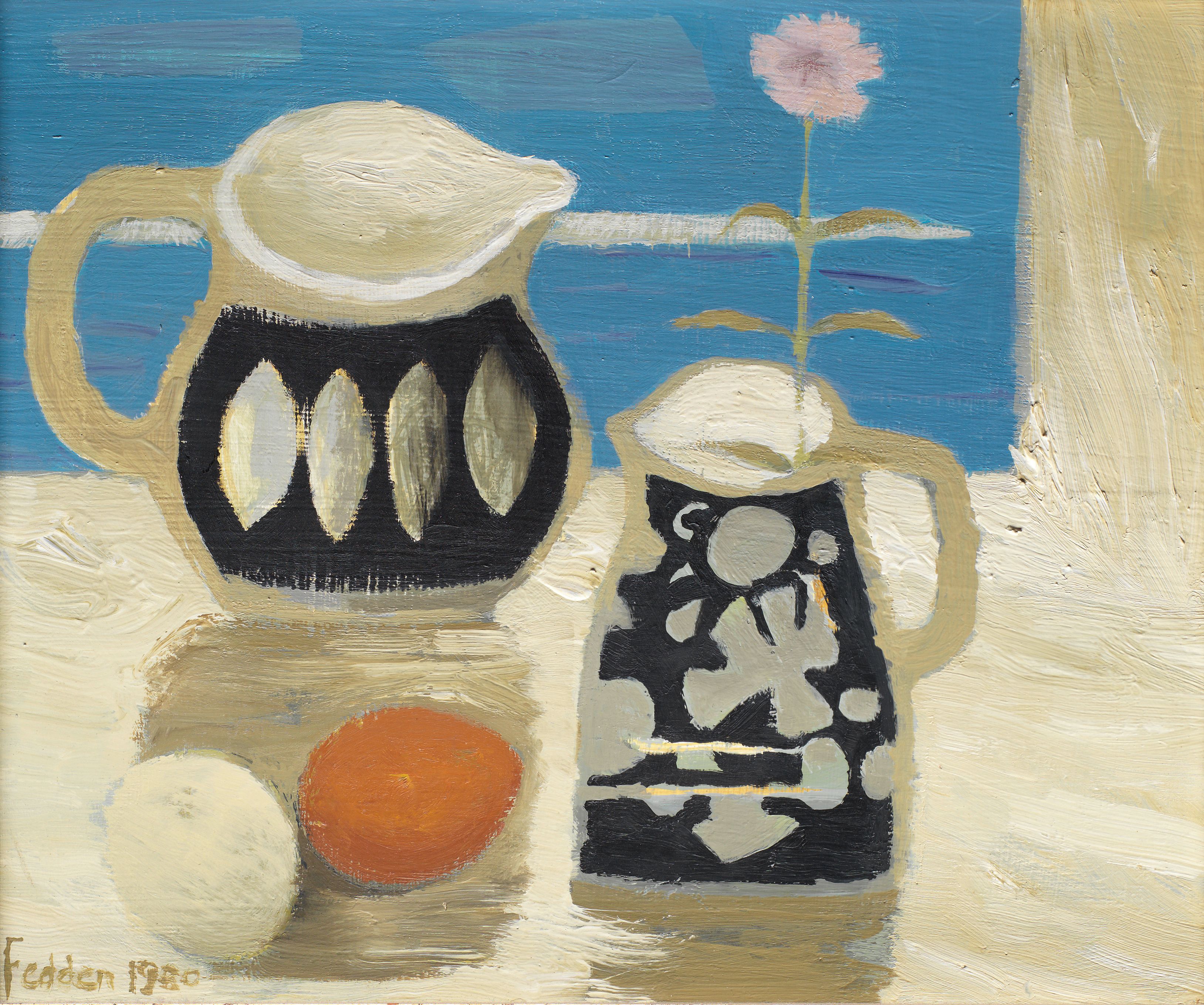 Bonhams : Mary Fedden R.A. (British, 1915-2012) 'Jugs and Eggs'