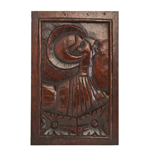 Bonhams : A rare Elizabeth I carved oak Romayne panel, circa 1560