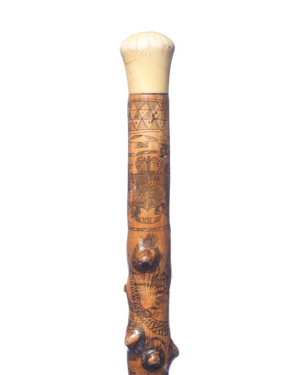 Bonhams : PUGILIST INTEREST: A rustic hawthorne walking stick mid 19th ...