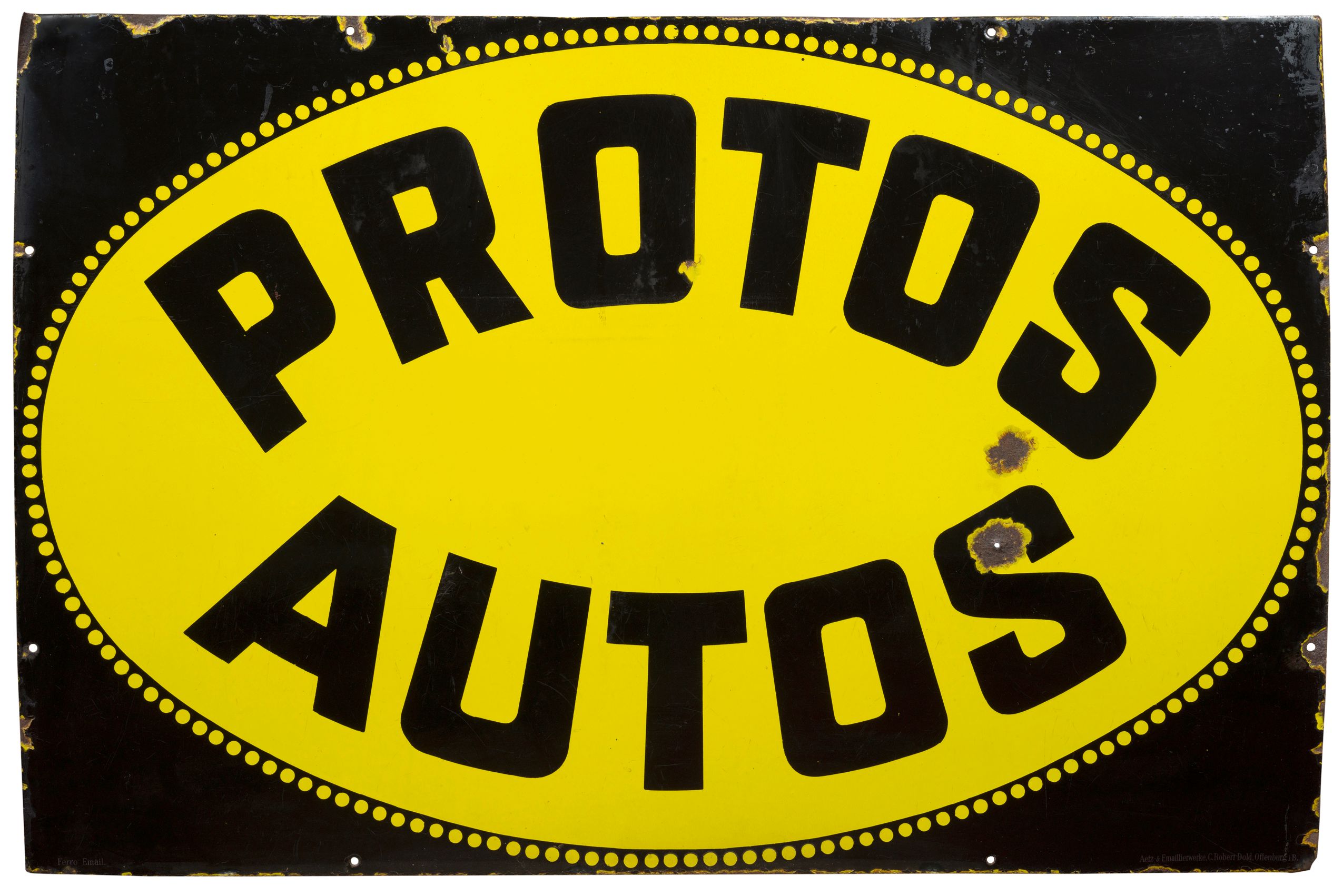 Bonhams Cars : Panneau émaillé «Protos Autos», Allemand, circa 1910,