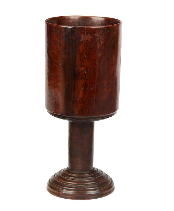 Bonhams : A late 17th/early 18th century yew-wood loving cup or chalice ...