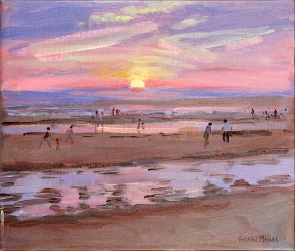 Bonhams : Andrew Macara (British, born 1944) Sunset Montalivet, France