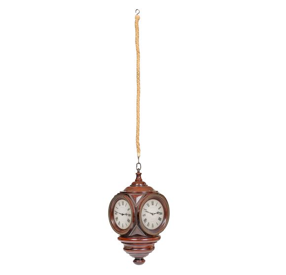 Bonhams : A late 19th century French mahogany pendant four dial ...