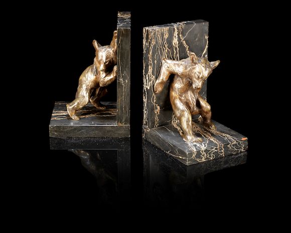 Bonhams : Charles Paillet (French, 1870-1937) A pair of Bear Bookends ...
