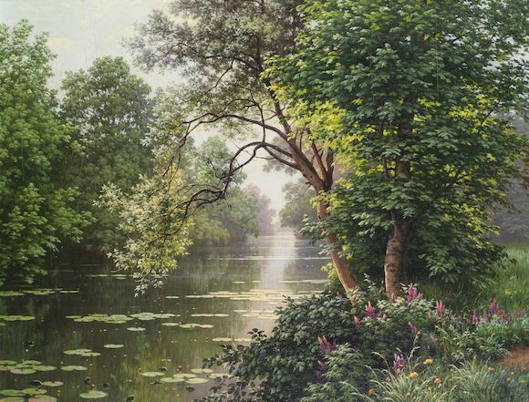 Bonhams : Charles Edmond Rene-His (French, 1877-1960) Reflects du paysage