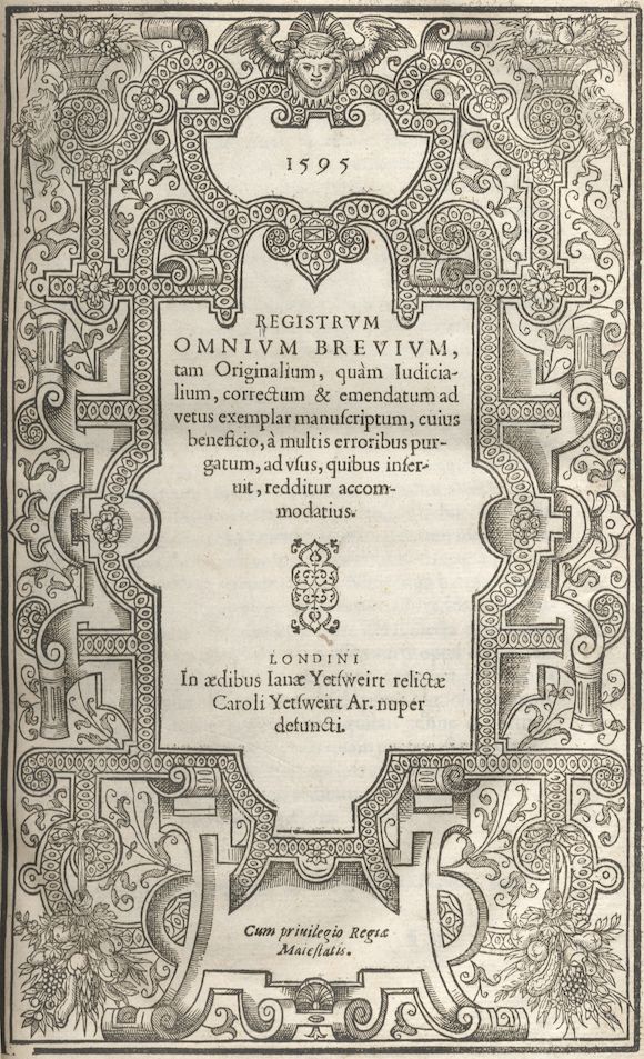 Bonhams : RASTELL (WILLIAM, editor) 1595. Registrum omnium brevium, tam ...