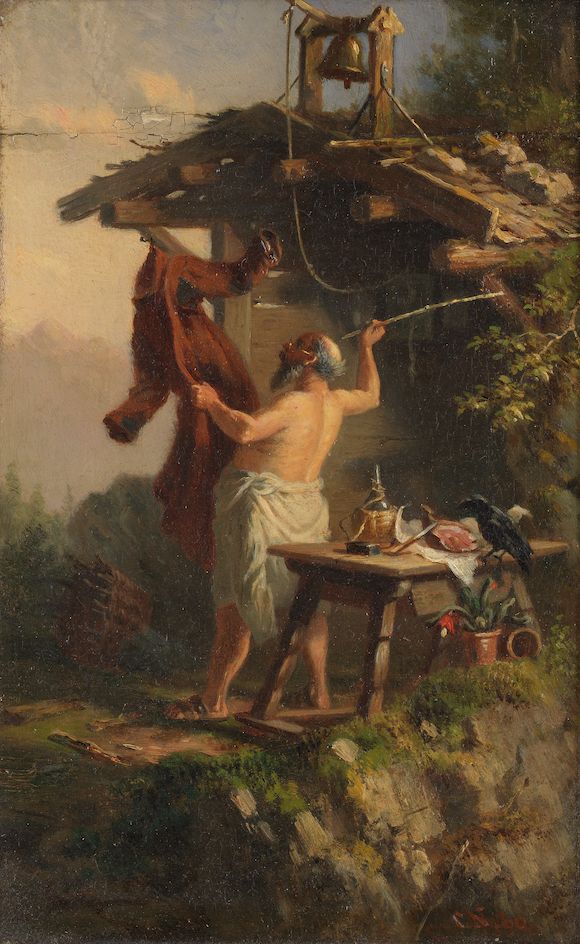 Bonhams : C. Neumann, (German, 19th Century) A mountain hermit