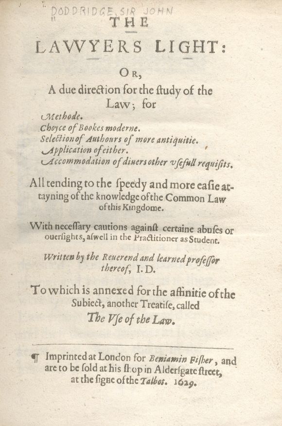 Bonhams : DODDRIDGE (JOHN) The Lawyers Light: or, a Due Direction for ...