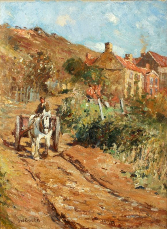 Bonhams : James William Booth (British, 1867-1953) Horse and cart on a ...