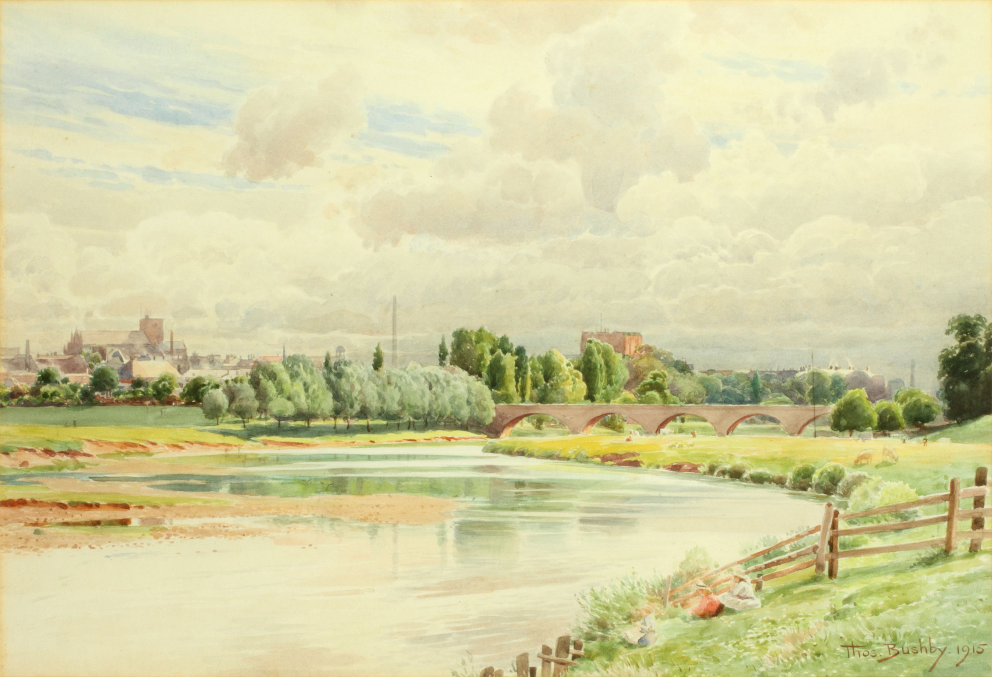 Bonhams : Thomas Bushby (British, 1861-1918) An extensive river ...
