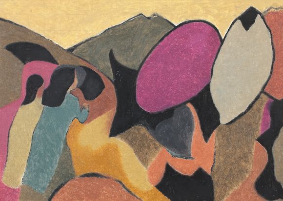 Bonhams : John Dodgson (1890-1969) Landscape with figures