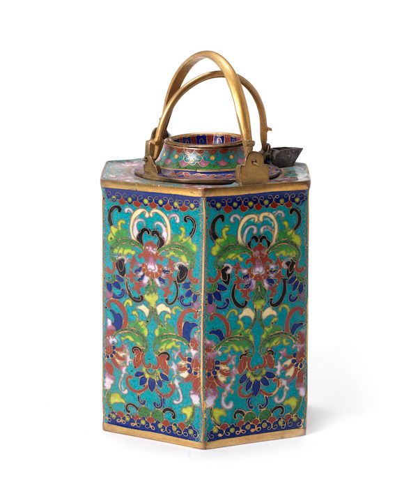Bonhams : A hexagonal cloisonné enamel ewer 20th century