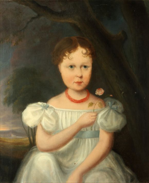 Bonhams : English School, circa 1840 Portrait of a young girl, wearing ...