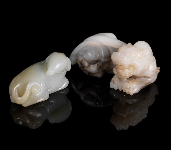 Bonhams : Two jade animal carvings 20th century