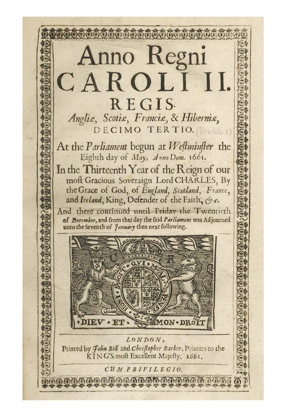 Bonhams : CHARLES II Anno regni Caroli II. regis Angliae, Scotiae ...