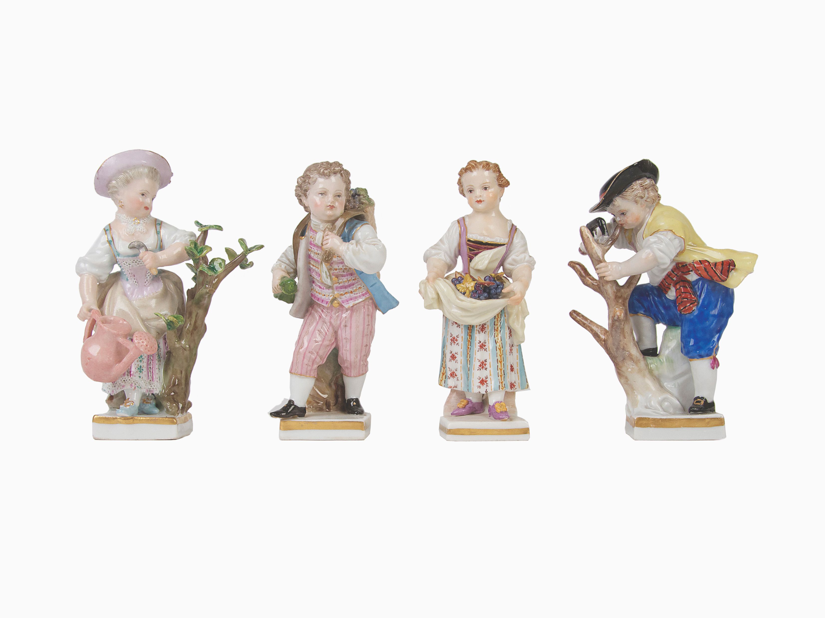 Bonhams : Four Meissen pastoral figures emblematic of the Seasons, late ...