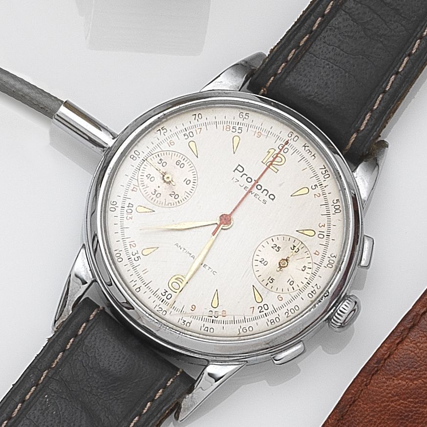 Bonhams : Protona. A stainless steel microphone recording watch (AF ...