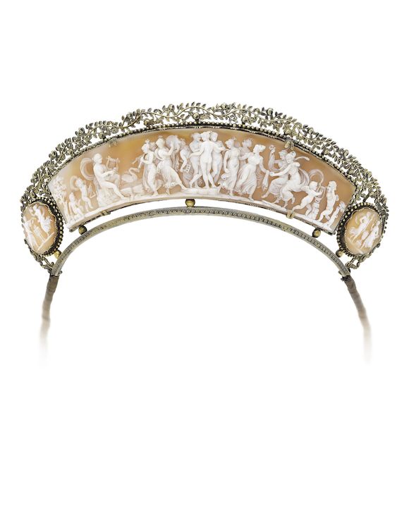 Bonhams : A shell cameo diadem,