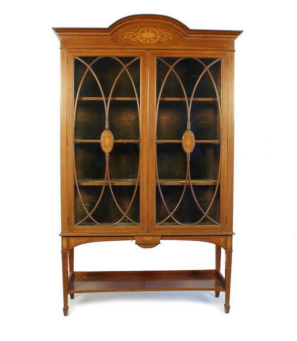 Bonhams : A good Edwardian mahogany and inlaid floor standing display ...