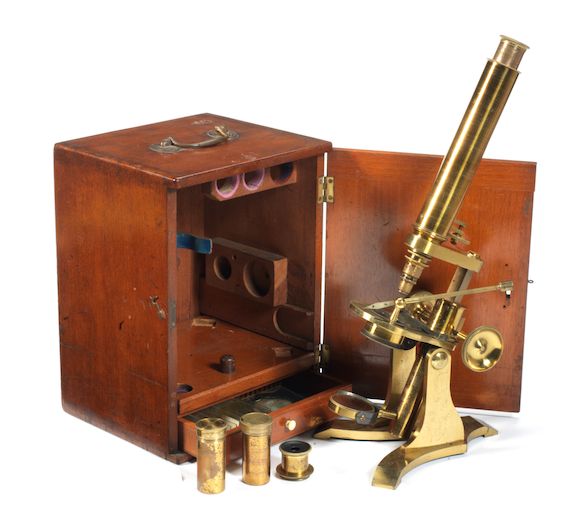 Bonhams : An Abraham and Co brass compound monocular microscope ...