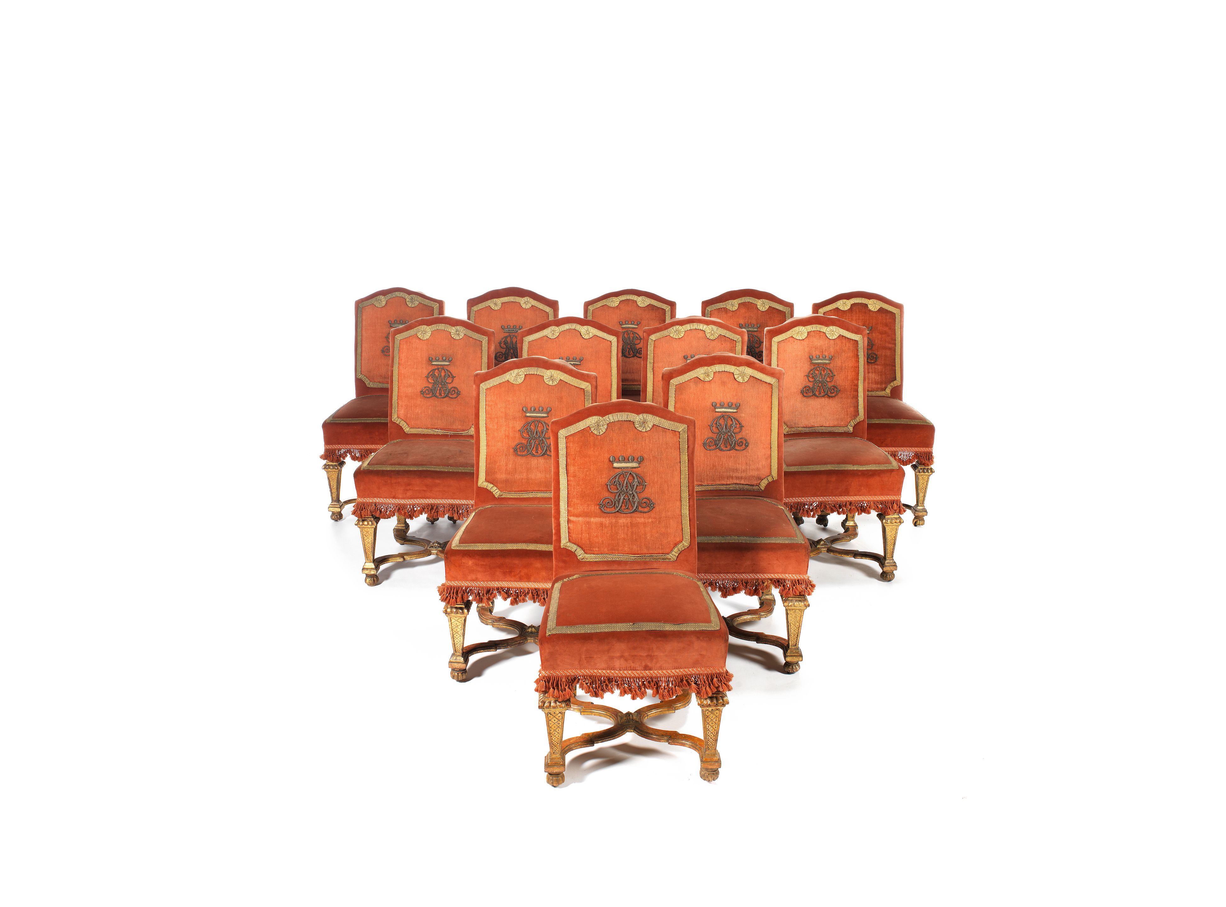 Bonhams : A set of twelve Queen Anne style carved giltwood and ...