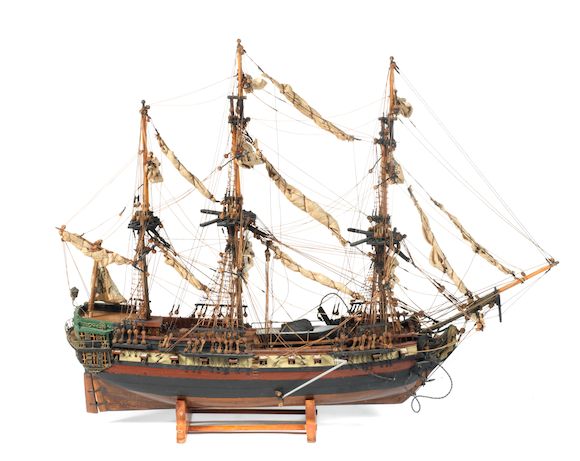Bonhams : A late 19th century French model of a Sloop 'man of war' ship