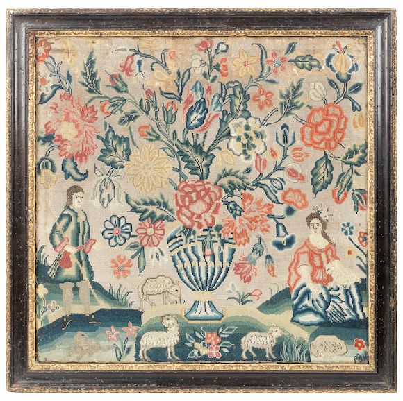 Bonhams : An 18th century petit-point needlework panel